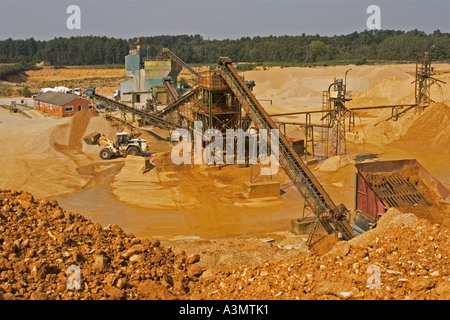 Overview of quarry processing plant from top of raw stockpile Stock ...