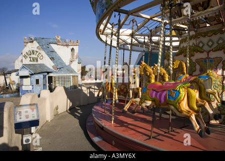 Vintage amusement fairground steam gallopers also called carousel or ...