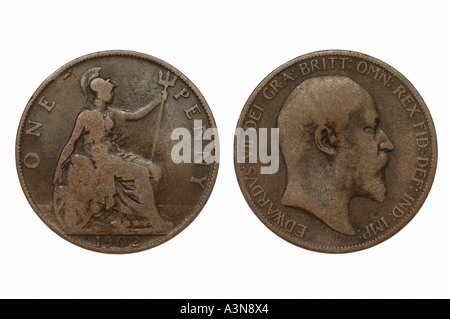 1902 British Penny coin with King Edward VII bust Stock Photo - Alamy
