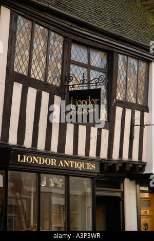 Antiques shop situated in Tudor building in Rye High Street Sussex ...
