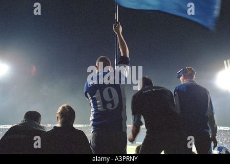 Fans of the Lech Poznan football club at a stadium, Poznan, Poland ...
