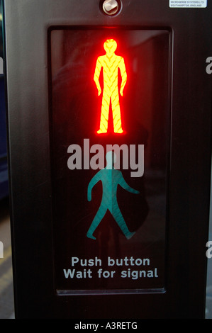 A pedestrian crossing showing push button in the city centre in Norwich ...