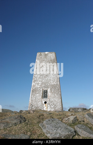 View of the summit cairn and OS Trig point, of Fellbarrow fell above ...
