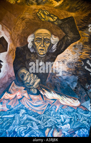 Mural by Jose Clemente Orozco of Miguel Hidalgo, Palacio de Gobierno ...