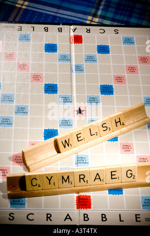 WELSH language version of scrabble word board game showing double ...