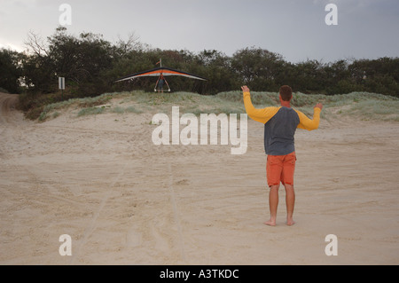 hand arm signals as hang glider prepares to take off dsca 1767 Stock ...