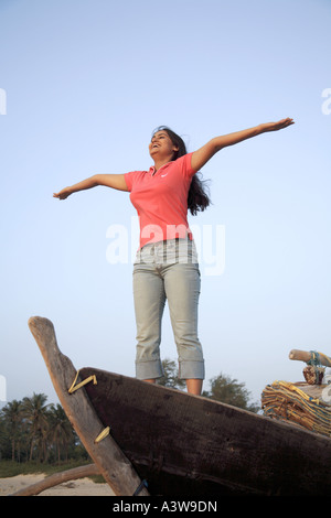 young Asian women stretch arms warm up exercise wellness routine ...