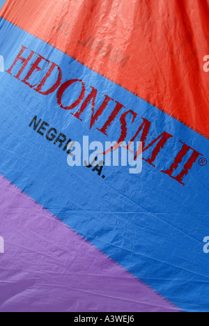 Hedonism logo on windsurfer Negril Jamaica Stock Photo - Alamy