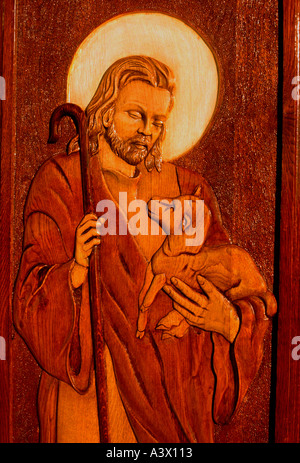 Jesus the Good Shepherd wood panel Coptic Orthodox Church Burr Ridge ...