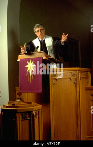Pastor preaching from pulpit Stock Photo - Alamy
