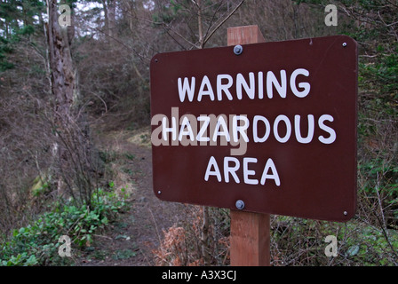 "Warning Hazardous Area sign, "Washington state", USA Stock Photo - Alamy
