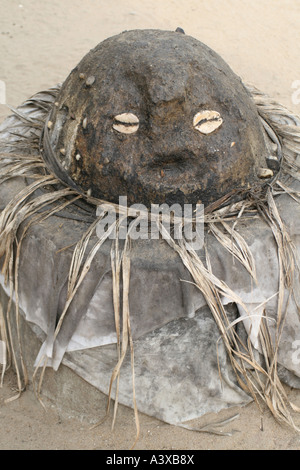 Voodoo Legba Statue outside a home to protect the house , Benin Stock ...