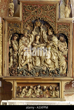 Altarpiece, Coronation of Mary by Jesus and God the Father, side wings ...