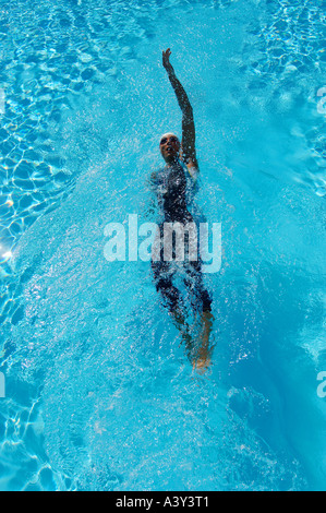 Bird s Eye View of Female Swimmer Gliding In Pool Stock Photo - Alamy
