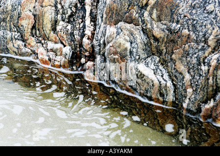 Striped gneiss rocks on beach in the outer Hebrides, Scotland Stock ...