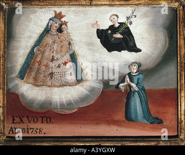 fine arts, religious art, ex-voto, a man flying from robbers in a ...