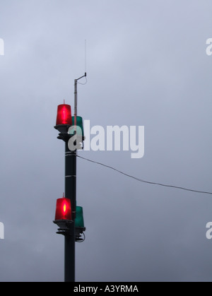 sea port entry warning lights Stock Photo - Alamy