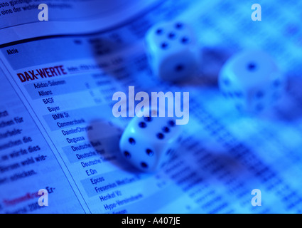symbol, dice on a contango, coloured light Stock Photo - Alamy