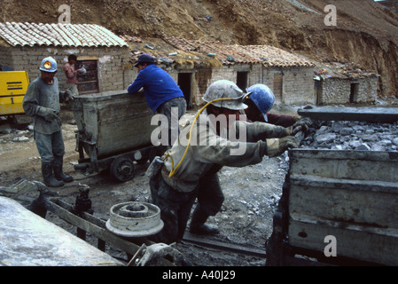 Bolivia Potosi tin mines workers resting in a mine galery Stock Photo ...