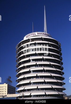 The landmark Capitol Records Building in Hollywood shown at night Stock ...