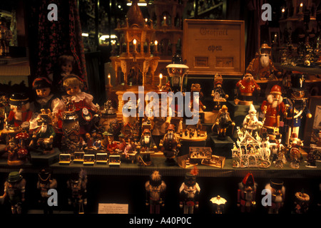 German toy store in Rothenburg lit up at midnight Stock Photo - Alamy