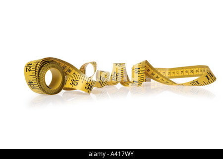 Measuring tape on white background Stock Photo - Alamy