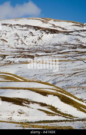 Snow-covered Hummocky moraine glacial landscape. Scottish winter ...