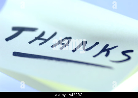 thanks note hand write Stock Photo - Alamy
