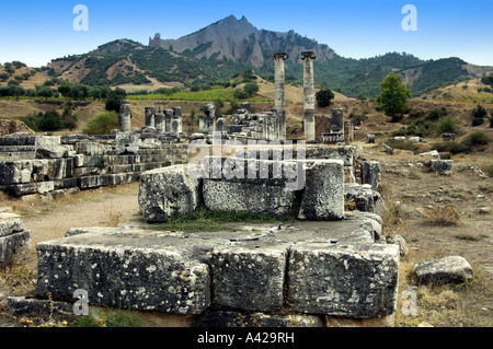 The ruins of the Temple of Artemis and the Acropolis in Sardis Turkey ...