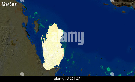 Satellite Image Of Qatar Highlighted Stock Photo - Alamy