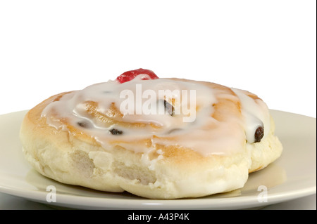 Belgian pastry bun icing and cherry Stock Photo - Alamy