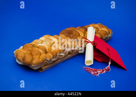 Submarine sandwich graduation cap and diploma Stock Photo - Alamy