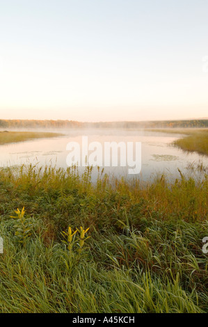 STEAM RISES OFF OF DEWITT POOL AT SUNRISE IN THE MILLE LACS WILDLIFE ...