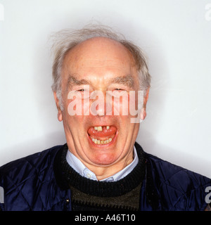 Smiling old man with missing teeth in the central highlands, Socotra ...