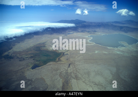 Aerial view of Ngorongoro Crater in the Ngorongoro Conservation Area ...