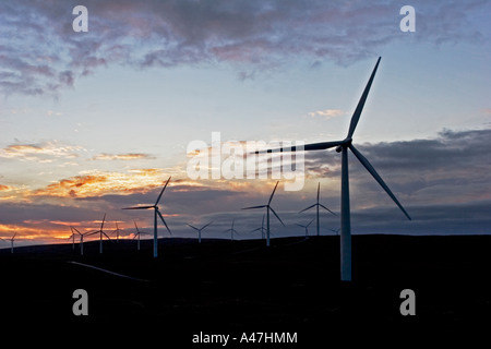 Wind power turbines at dawn, Farr Wind Farm, Inverness, Scotland UK ...