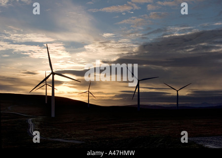 Wind power turbines at dawn, Farr Wind Farm, Inverness, Scotland UK ...
