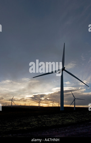 Wind power turbines at dawn, Farr Wind Farm, Inverness, Scotland UK ...