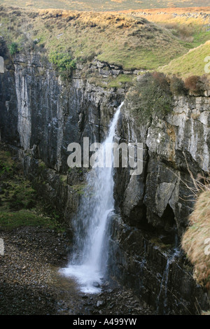 Waterfall at Hull Pot with Pen Y Ghent Shrouded in Low Cloud Horton in ...