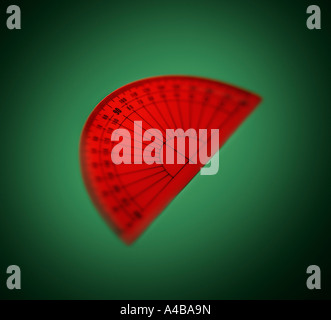 Red pencil case with school stationery and calendar on table against ...
