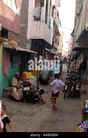 Stock image of slum street in Chennai Tamil Nadu India Stock Photo - Alamy