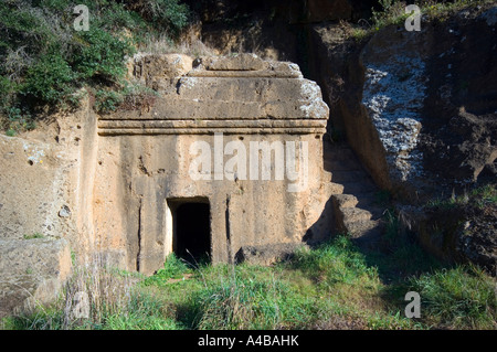 Etruscan tomb called "cube" (in italian: Tomba a Dado), necropolis of ...