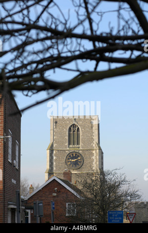 Church of St Nicholas, Dereham, Norfolk, England, seen here in the 19th century. The churchyard ...