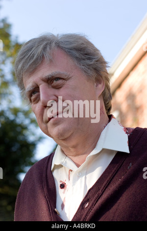 British actor Nicholas Ball in make-up for a 'shooting' scene in the ...