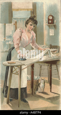 Victorian woman washing laundry with an antique washboard Stock Photo ...