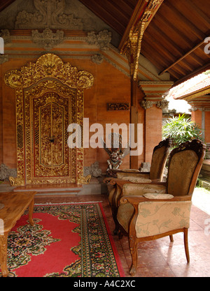 Open air palace reception room at Ubud's Royal Palace, Bali, Indonesia ...