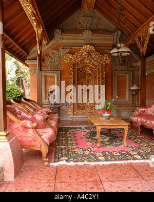 Open air palace reception room at Ubud's Royal Palace, Bali, Indonesia ...