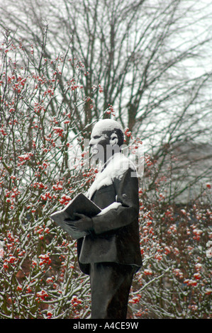 Snow Covered Statue Of Spitfire Designer Reginald Mitchell,Outside ...