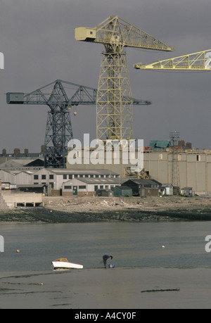 View across river of Vickers shipyard at Barrow in Furness United Stock ...