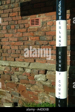 Cumberland County Council road signpost Stock Photo - Alamy